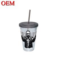 China Supplier High Quality Customized Marvel Double Walled Plastic Travel Cup With Straw for sale