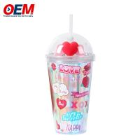 China Customized PP Double Wall Cup With Straw OEM Plastic Cup Made Water Cup for sale