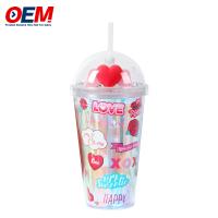 China Customized PP Double Wall Cup With Straw OEM 450ml Plastic Cup Made High Quality Cute Unicorn Water Cup for sale