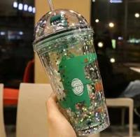 China Beverage Straw Cup Summer Ice Cream Cup Transparent Double-Layer Plastic Water Cup Milk tea bottle for sale