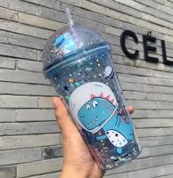 China Beverage Straw Cup Summer Ice Cream Cup Transparent Double-Layer Plastic Water Cup Milk tea bottle for sale