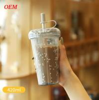 China Milk Tea Straw Cup Transparent Double-Layer Plastic Water Cup for sale