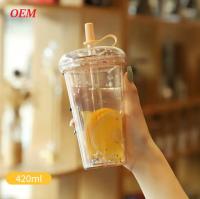 China Milk Tea Straw Cup Transparent Double-Layer Plastic Water Cup for sale