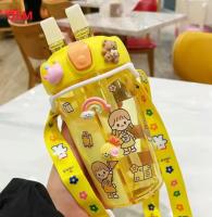 China Double Straw Bottle Transparent Eco Friendly Double Layer Plastic Water Milk Bottle for sale