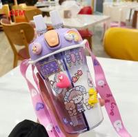 China Double Straw Bottle Transparent Eco Friendly Double Layer Plastic Water Milk Bottle for sale