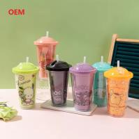 China Plastic Milk tea Straw Cup Transparent Double-Layer Plastic Water Cup for sale