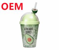 China Custom 450ml Kawaii Summer Plastic Water Cup Creative Cute Anime High Appearance Double Straw Cup Factory for sale