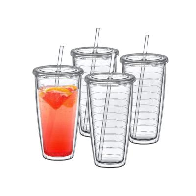 China Acrylic Tumbler With Lid And Straw Double Wall Mixed Color Reusable Plastic Cups With Your Own Design for sale