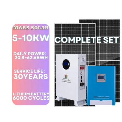 China 10KW Home Hybrid Power Kit Solar Panels Energy System Storage Battery Inverter MPPT Controller Fotovoltaico Panel Fotovoltaici for sale