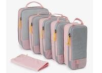 China Travel 6 Set Compression Packing Cubes , Foldable Luggage Organizer Bag Set for sale
