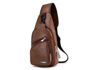 China USB Charging Messenger Shoulder Strap Bag Reusable PU Leather for sale