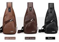 China USB Charging Messenger Shoulder Strap Bag Reusable PU Leather for sale