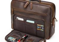 China Antiwear Practical Leather Business Briefcase , Durable Leather Laptop Bags For Men for sale