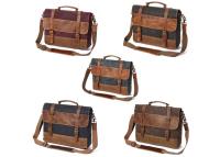 China Reusable Antiwear Canvas Leather Messenger Bag , 14 Inch Waxed Canvas Shoulder Bag for sale