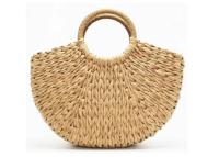 China Practical Beach Round Straw Handbag Woven Portable For Women for sale