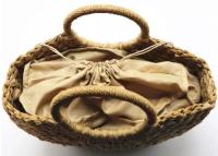 China Practical Beach Round Straw Handbag Woven Portable For Women for sale