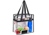 China Transparent Shoulder Reusable Shopping Bags PVC Waterproof Recycled for sale