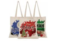 China Christmas Tote Reusable Gift Bags Canvas Material Wear Resistant for sale