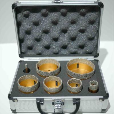 China 7PC Vacuum Brazing Diamond Hole Saw Kit with 6mm to 75mm Sizes for Granite, Tile, and Stone Drilling for sale