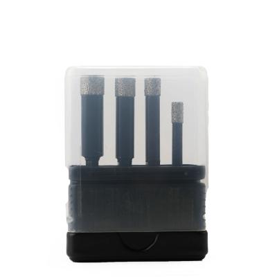 China 45# Steel 4PC Vacuum Brazing Diamond Hole Saw Kit with 30mm Cutting Depth - 6mm 8mm 10mm 12mm Sizes for sale