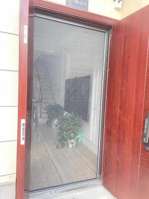 China Trackless Fiber Gray Net Folding Mosquito Screen Door 200*280cm for sale