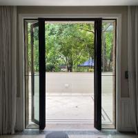 China Trackless Retractable Aluminium Mosquito Sliding Mesh Door for sale