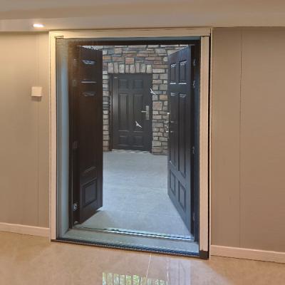 China Glass Fiber Gray Net Retractable Trackless Screen Door Corrosion Resistance for sale