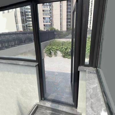 China R8 Barrier Free Screen Door Fiberglass Gray Mesh Sliding Security Door for sale