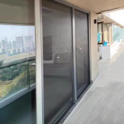 China Aluminum Retractable Barrier Free Screen Door For Verandas for sale