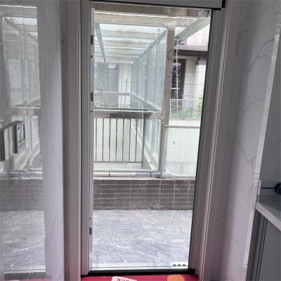 China Anti Mosquito Net Low Track Retractable Screen Door Custom Barrier Free Insect Fly Screen Door Fiberglass for sale