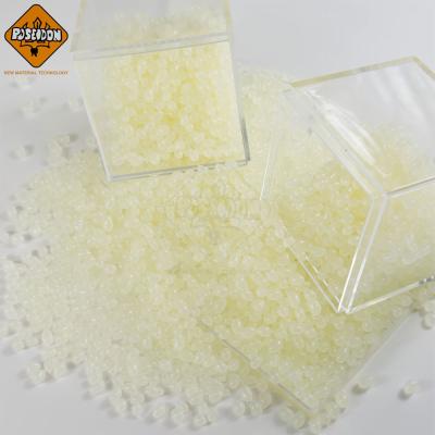 China Poseidon G3240 Polyolefin Hot Melt Adhesive 7mm Yellow Granule for Carton Sealing 25kg Bag for sale