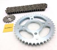 China Oem Heat Treated Titan 150 Chain Sprocket Kit 45# Steel Drive Set for sale