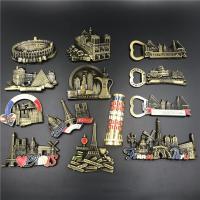 China Custom fridge magnet souvenir Britain Italy Rome France Qatar USA 3D metal magnetic refrigerator for sale