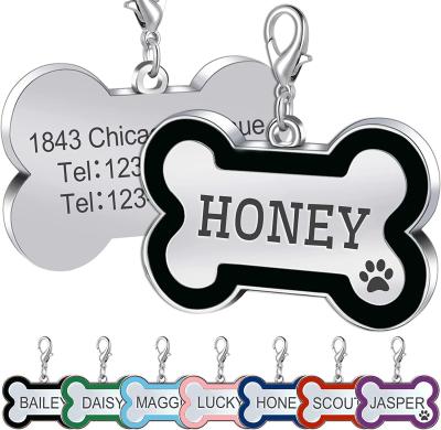 China SGS ISO9001 Unique Custom Dog Id Tags Name Tag Engraving Metal Silver Plated for sale