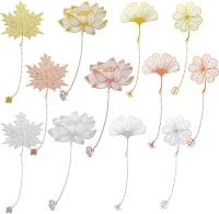 China Flower Leaves Butterfly Silver Gold Plated Bookmarks Letterpress Gravure Printing for sale