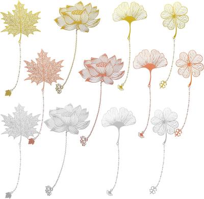 China Flower Leaves Butterfly Silver Gold Plated Bookmarks Letterpress Gravure Printing for sale