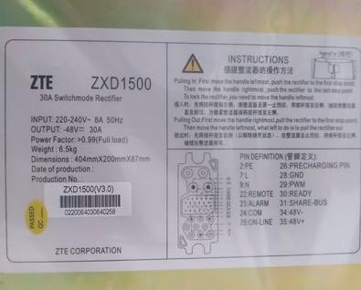 China ZTE ZXD1500 V3.0 rectifier module Communication power module 48V 30A for sale