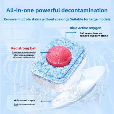 China OEM Customizable Three-in-One Solid Low-Temperature Effective Powerful Decontamination Eco-Friendly Dishwasher Tablets for sale