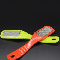 China Stainless Steel Metal Etching Foot File 22cm Callus Remover with Plastic Handle for Professional Pedicure for sale