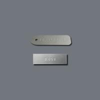 China Custom Aluminum Etching Badge 20x45mm 0.6mm Thick with 3M Tape for Furniture Nameplates for sale