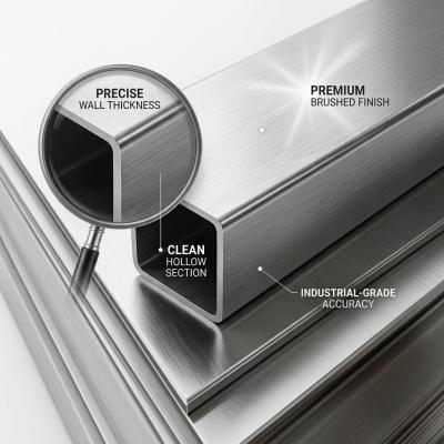 China 304 Stainless Steel Square Tube ASTM A554 40mm x 40mm x 2mm 6 Meter Length Brushed Finish for sale