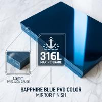 China 316L Sapphire Blue PVD Colored Stainless Steel Sheet 1.2mm Mirror Finish Marine Grade for sale