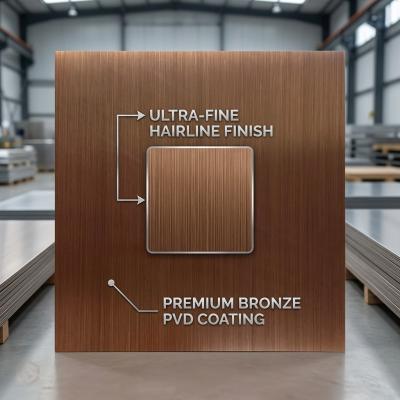 China 304 Bronze PVD Colored Stainless Steel Sheet 1.5mm No.4 Finish Building Decorative Material for sale