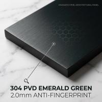 China 304 Emerald Green PVD Colored Stainless Steel Sheet 2.0mm Anti Fingerprint Architectural Panel for sale