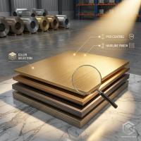 China 304 Champagne Gold PVD Colored Stainless Steel Sheet 0.8mm Hairline Finish Decorative Panel for sale