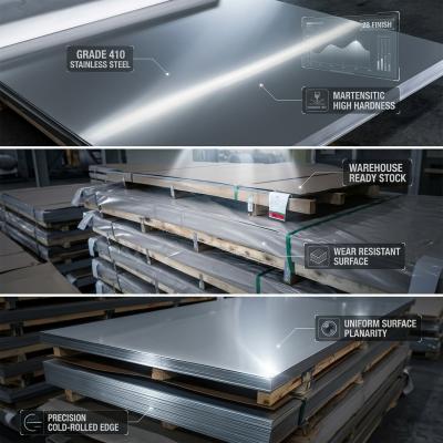 China 410 Cold Rolled Stainless Steel Sheet 2B Finish Martensitic High Hardness Wear Resistant for sale