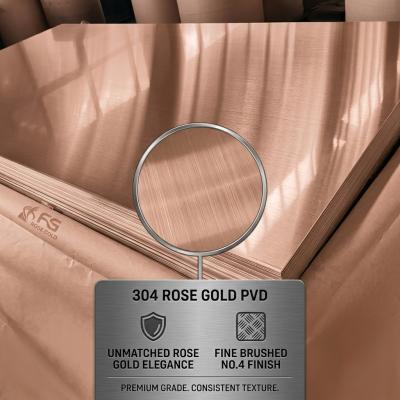 China 304 Rose Gold PVD Brushed Stainless Steel Sheet No.4 Finish Warm Tone Decorative for sale