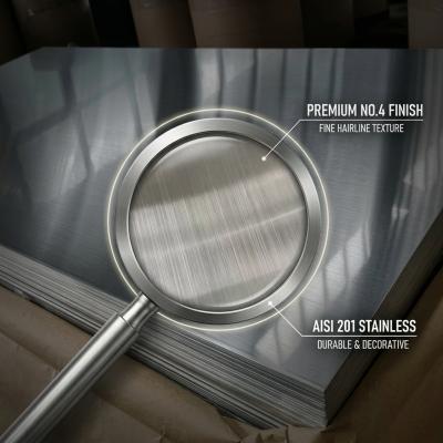 China 201 Brushed Stainless Steel Sheet No.4 Finish Hairline Texture 0.4mm-3.0mm Decorative for sale