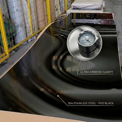 China 304 PVD Black Decorative Stainless Steel Sheet Mirror Finish Luxury Interior Panel for sale