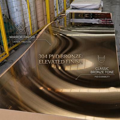 China 304 PVD Bronze Decorative Stainless Steel Sheet Mirror Finish Classic Tone Panel for sale
